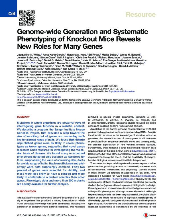 (PDF) Genome-wide Generation and Systematic Phenotyping of Knockout ...