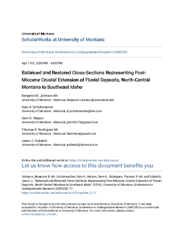 (PDF) Balanced and Restored Cross-Sections Representing Post-Miocene ...