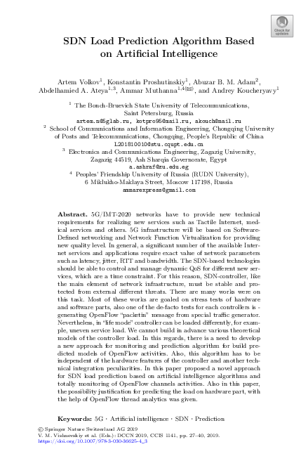 Pdf Sdn Load Prediction Algorithm Based On Artificial Intelligence