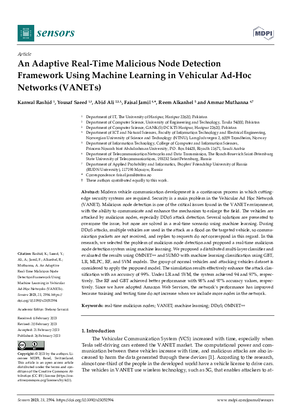 (PDF) An Adaptive Real-Time Malicious Node Detection Framework Using Machine Learning in ...