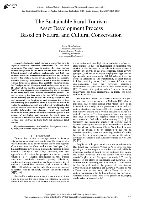 (PDF) The Sustainable Rural Tourism Asset Development Process Based on ...