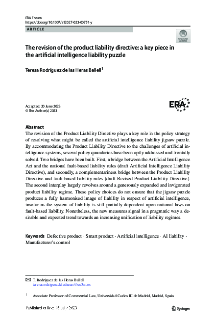 (PDF) The revision of the product liability directive: a key piece in ...