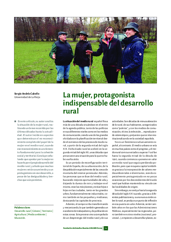 (PDF) La mujer, protagonista indispensable del desarrollo rural
