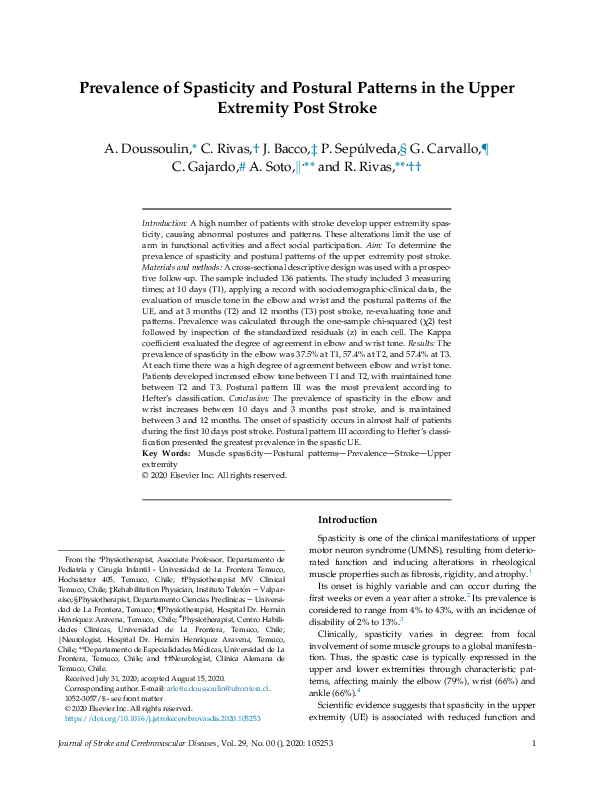 (PDF) Prevalence of Spasticity and Postural Patterns in the Upper ...