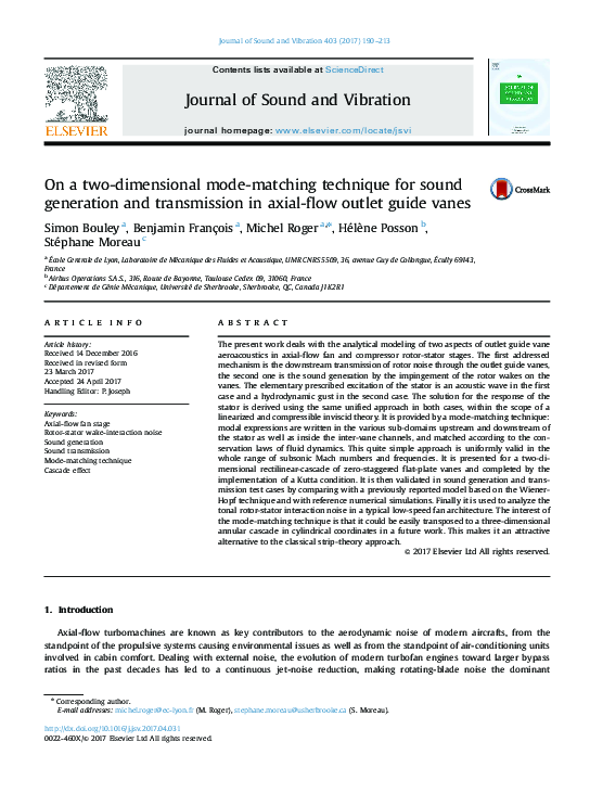 (PDF) On a two-dimensional mode-matching technique for sound generation and transmission in ...