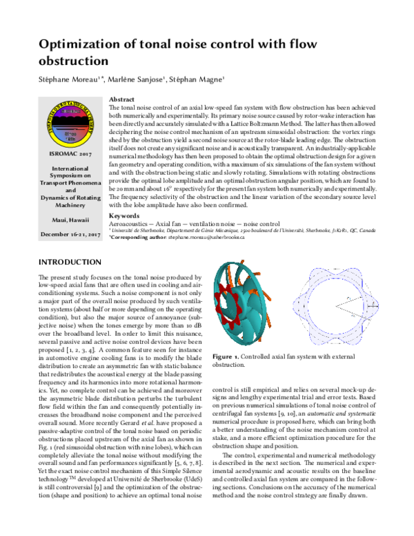 (PDF) Optimization of tonal noise control with flow obstruction