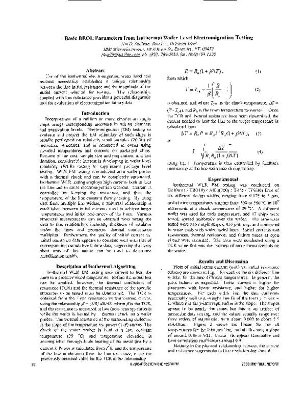 (PDF) Basic BEOL parameters from isothermal wafer level ...