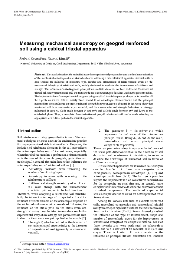 (PDF) Measuring mechanical anisotropy on geogrid reinforced soil using ...