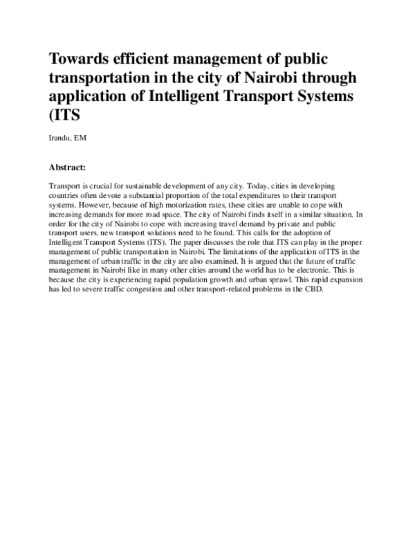 (PDF) Towards efficient management of public transportation in the city ...