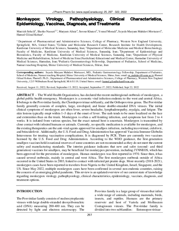 (PDF) Monkeypox: Virology, Pathophysiology, Clinical Characteristics, Epidemiology, Vaccines ...