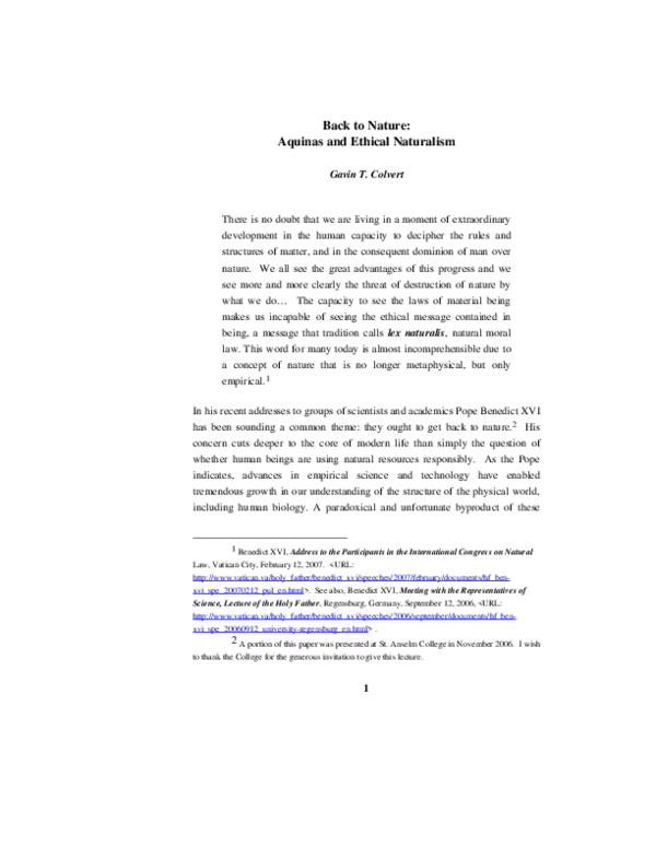 (PDF) Aquinas and Ethical Naturalism
