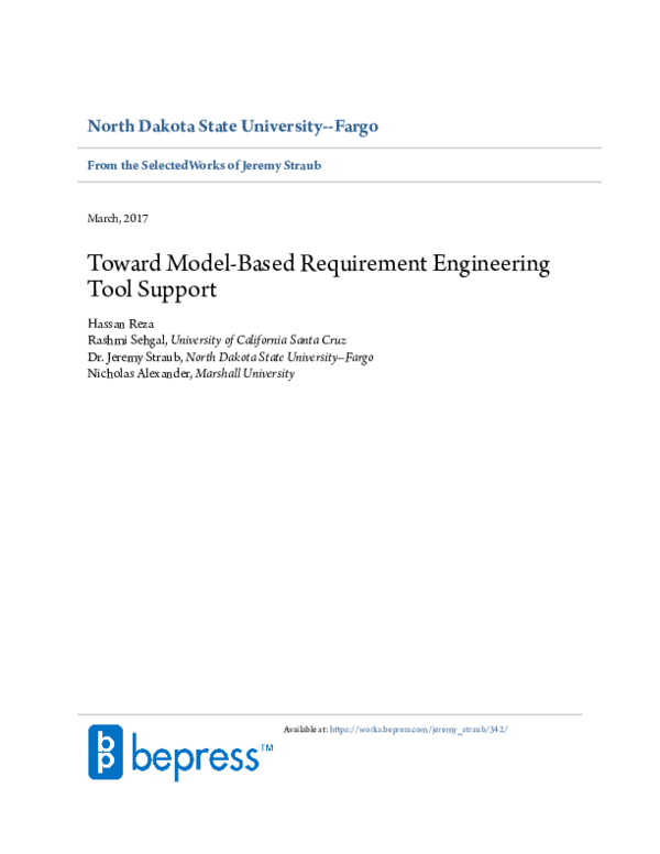 (PDF) Toward model-based requirement engineering tool support