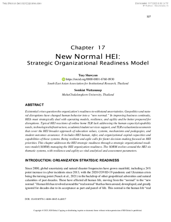 (PDF) New Normal HEI Strategic Organizational Readiness Model
