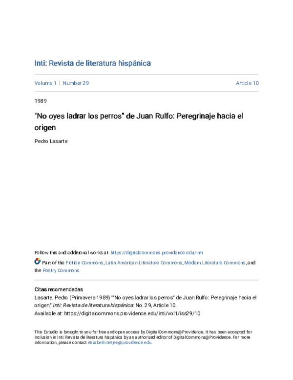 (PDF) No oyes ladrar los perros" de Juan Rulfo: Peregrinaje hacia el origen