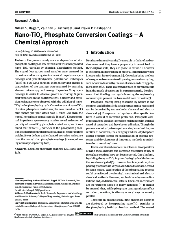(PDF) Nano-TiO2 Phosphate Conversion Coatings – A Chemical Approach