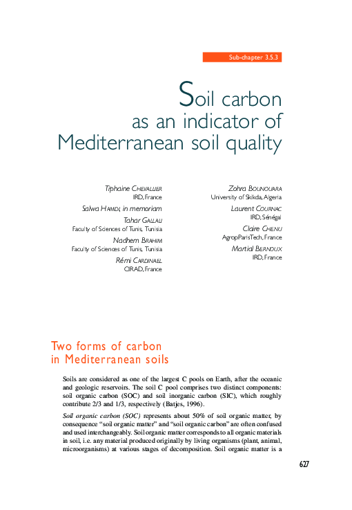 (PDF) Soil carbon as an indicator of Mediterranean soil quality