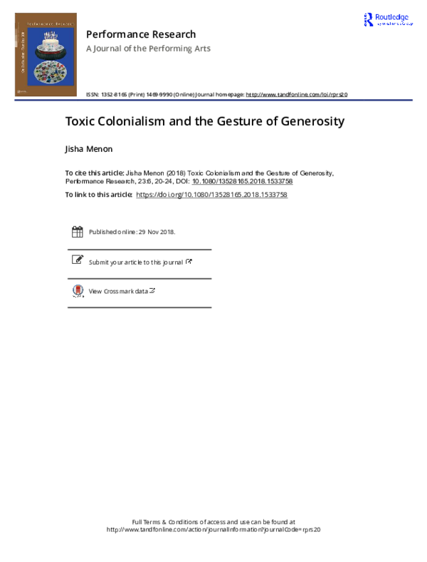 (PDF) Toxic Colonialism and the Gesture of Generosity