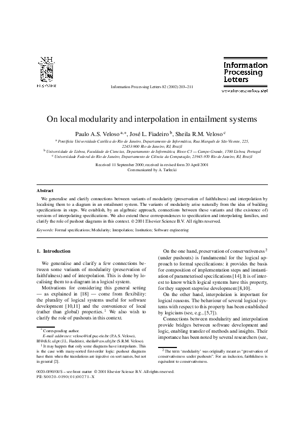 (PDF) On local modularity and interpolation in entailment systems