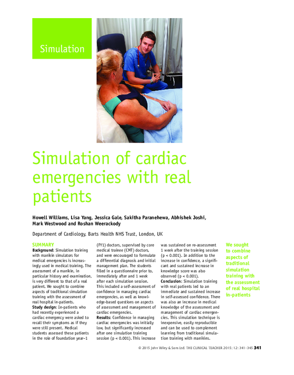 (PDF) Simulation of cardiac emergencies with real patients