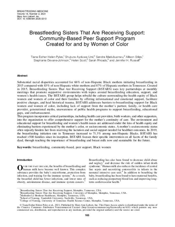 (PDF) Breastfeeding Sisters That Are Receiving Support: Community-Based ...