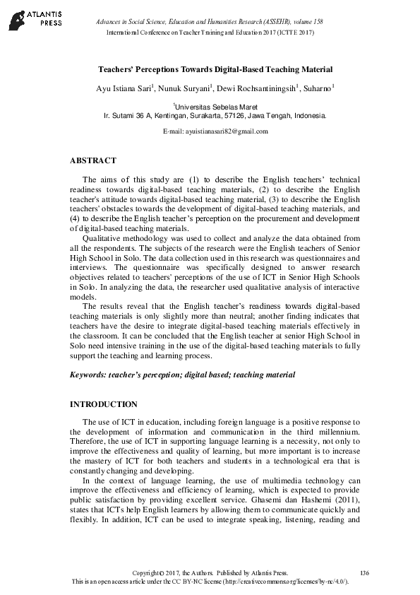 (PDF) Teachers' Perceptions Towards Digital-Based Teaching Material
