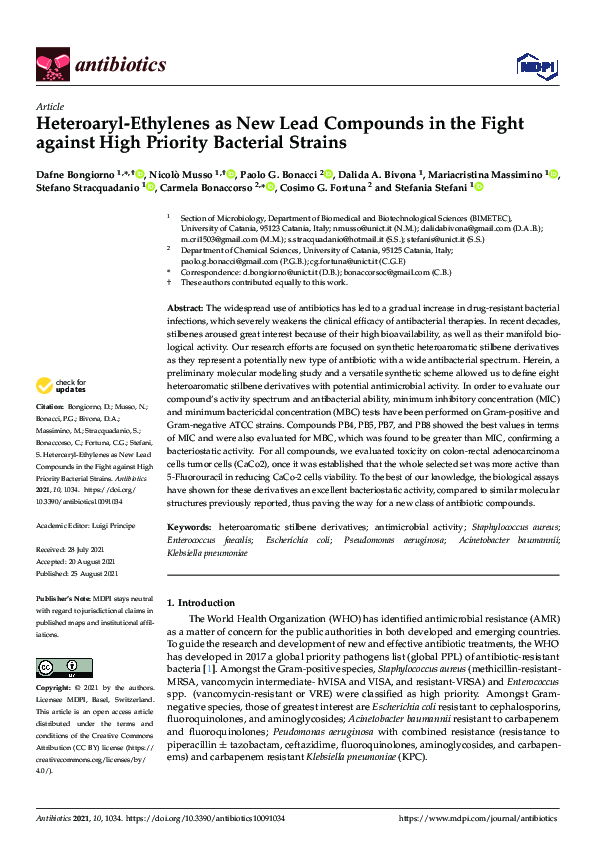 (PDF) Heteroaryl-Ethylenes as New Lead Compounds in the Fight against ...