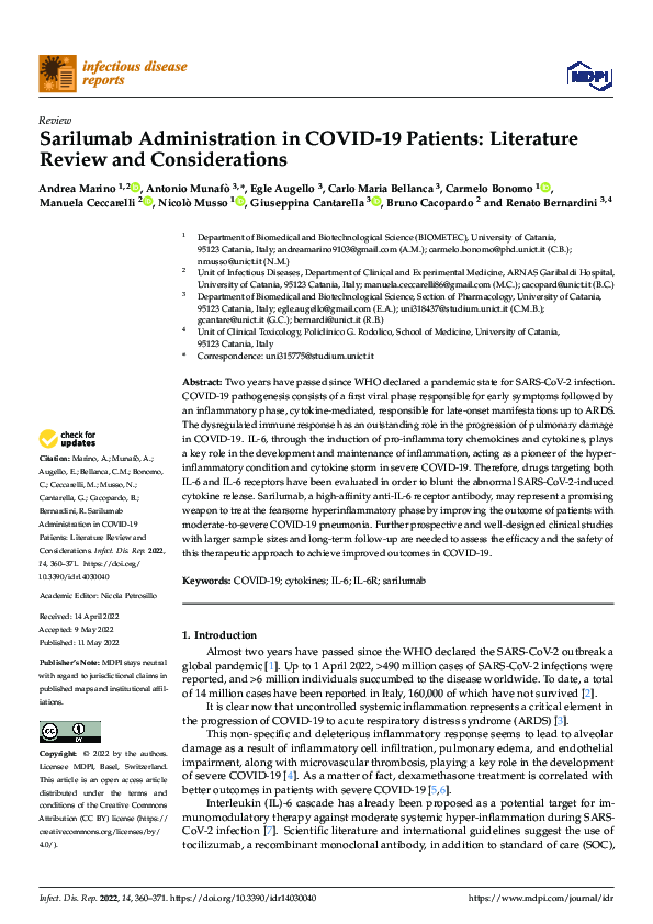 (PDF) Sarilumab Administration in COVID-19 Patients: Literature Review ...