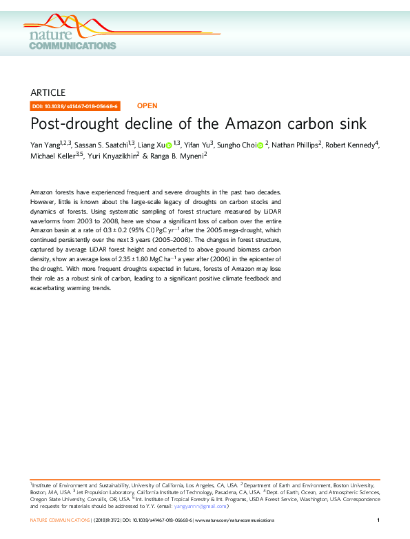 (PDF) Post-drought decline of the Amazon carbon sink