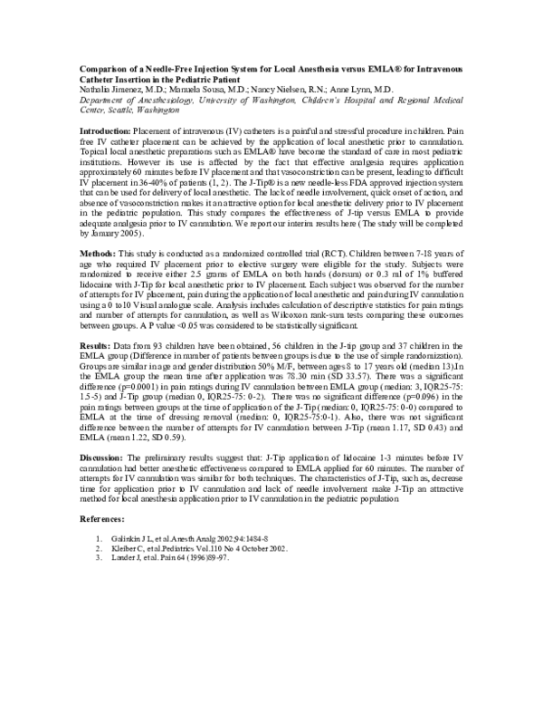 (PDF) A Comparison of a Needle-Free Injection System for Local ...