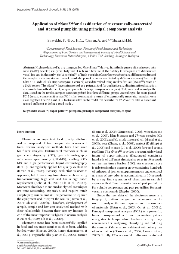 (PDF) Application of zNose TM for classification of enzymatically ...