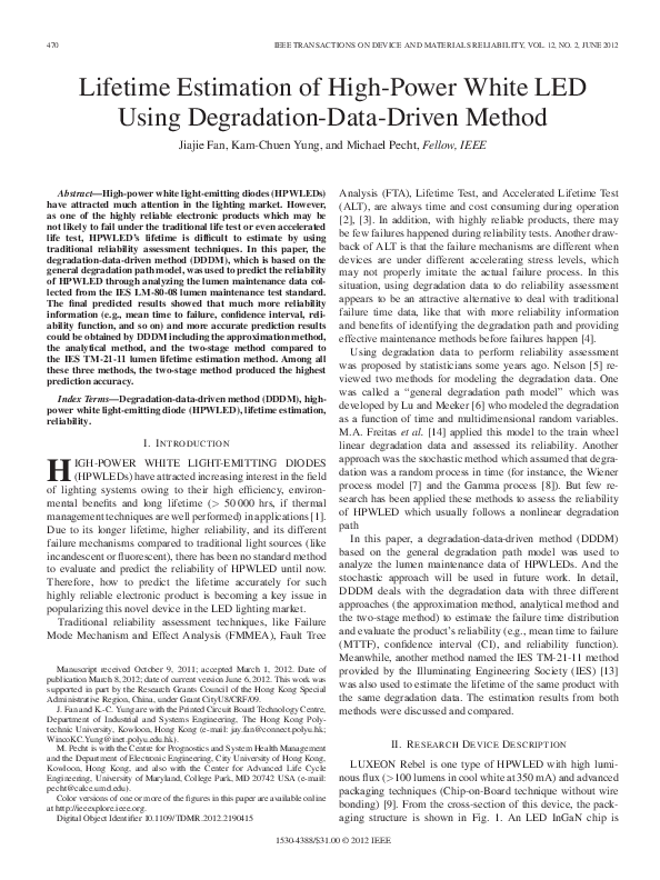 (PDF) Lifetime Estimation of High-Power White LED Using Degradation ...