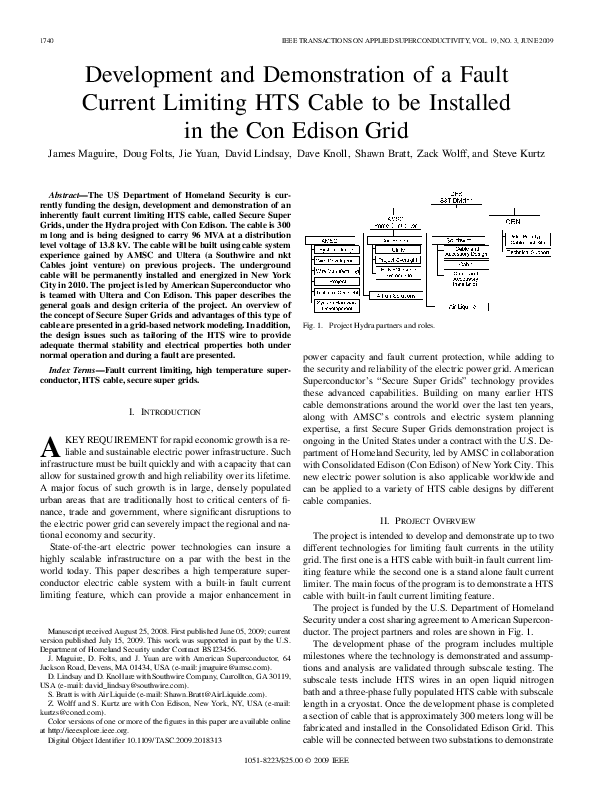 Development And Demonstration Of A Fault Current Limiting Hts Cable To