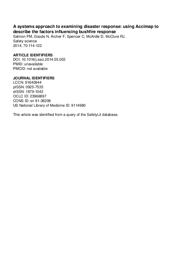 (PDF) A systems approach to examining disaster response: Using Accimap ...