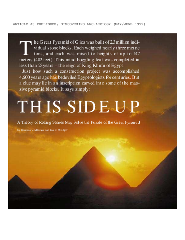 (PDF) R. Mladjov and I. Mladjov, "This Side Up: A New Theory about ...
