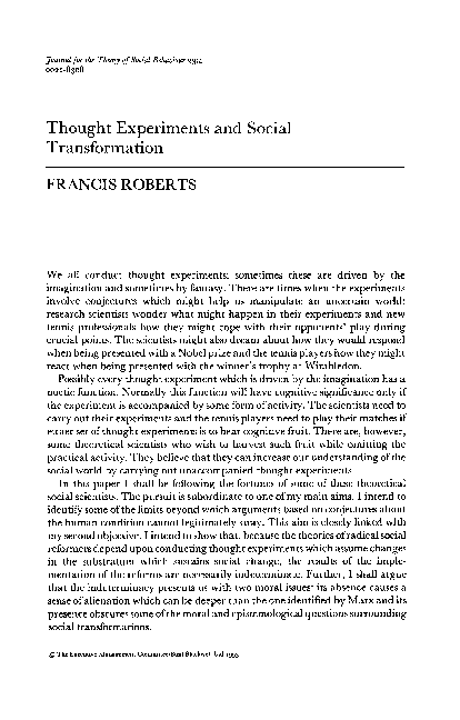 (PDF) Thought Experiments and Social Transformation