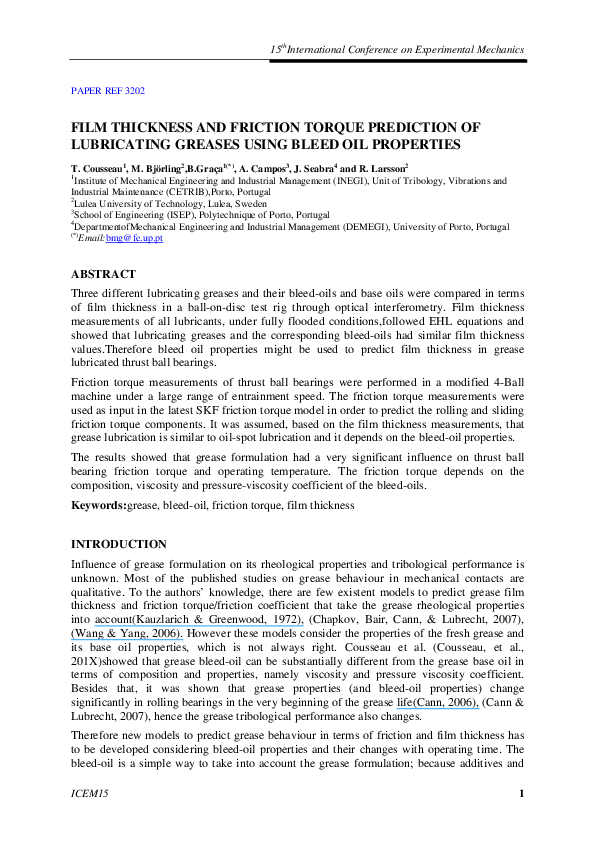 (PDF) Film thickness and friction torque prediction of lubricant ...