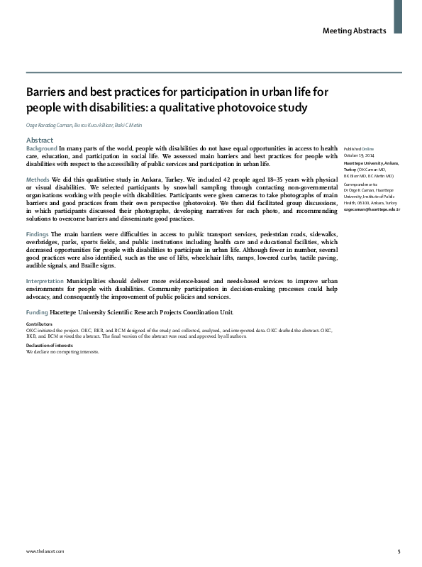 (PDF) Barriers and best practices for participation in urban life for ...