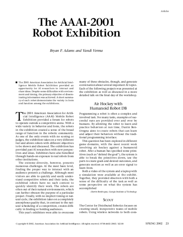 (PDF) The AAAI-2001 robot exhibition