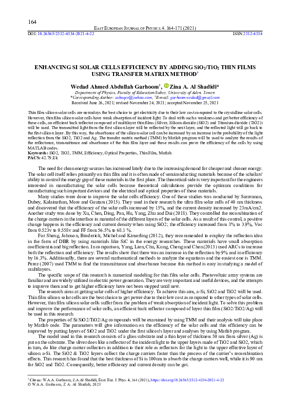 (PDF) Boosting Si Solar Cell Efficiency with Thin Films