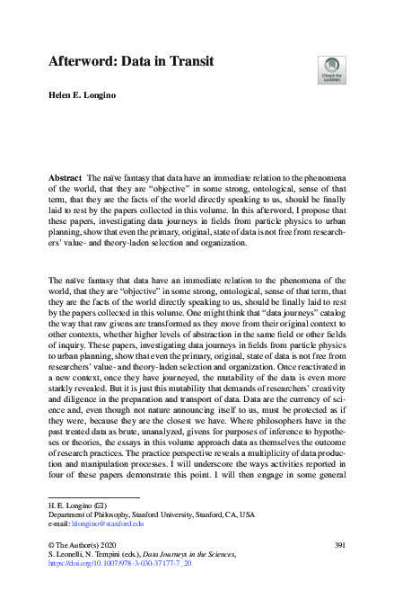 (PDF) Afterword: Data in Transit