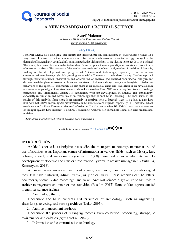 (PDF) A New Paradigm of Archival Science