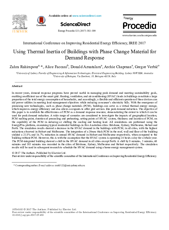 Using Thermal Inertia of Buildings with Phase Change Material for ...