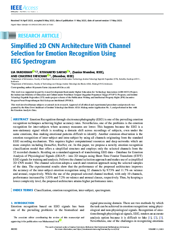 (PDF) Simplified 2D CNN Architecture With Channel Selection for Emotion Recognition Using EEG ...