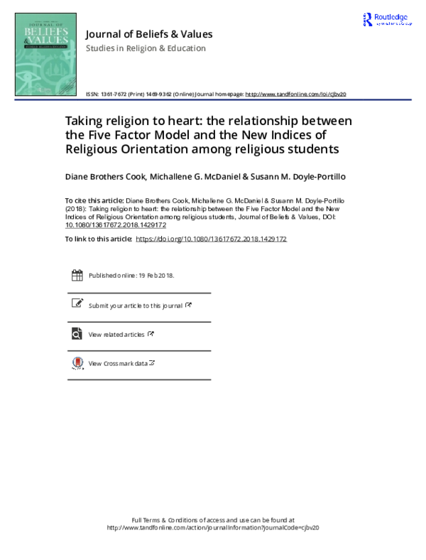 (PDF) Taking religion to heart: the relationship between the Five ...