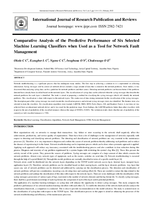 (PDF) Comparative Analysis of the Predictive Performance of Six Selected Machine Learning ...