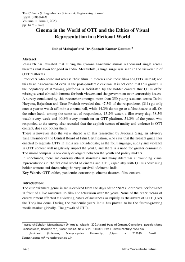 (PDF) Cinema in the World of OTT and the Ethics of Visual ...