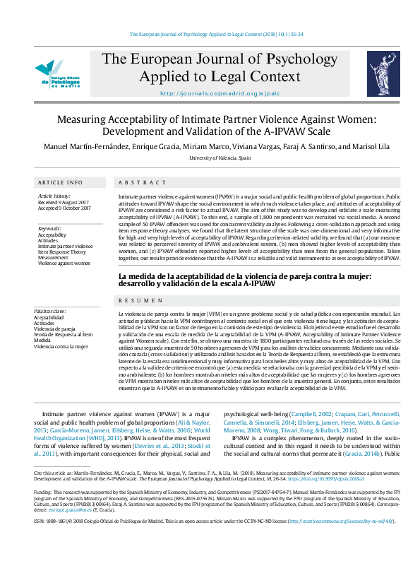 (PDF) Measuring Acceptability of Intimate Partner Violence Against ...