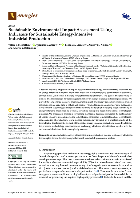 (PDF) Sustainable Environmental Impact Assessment Using Indicators for ...