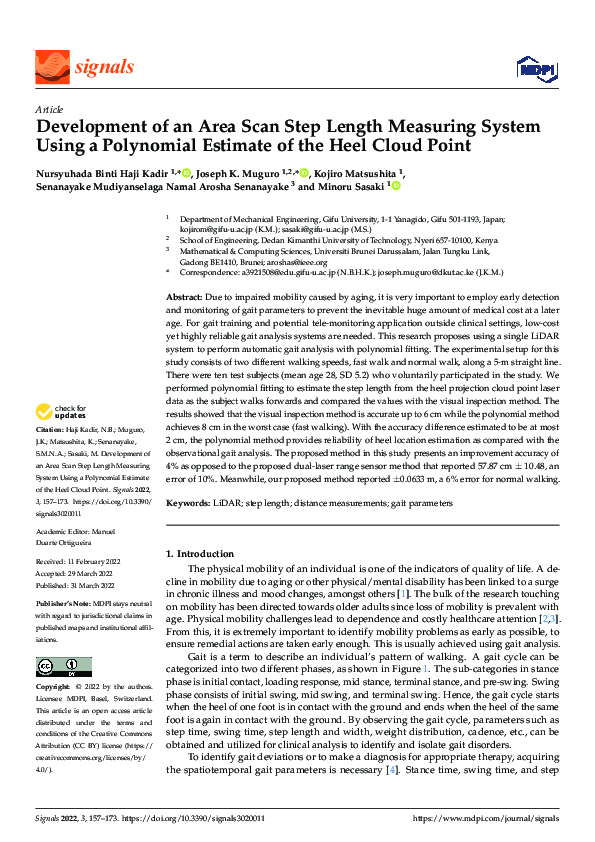 (PDF) Development of an Area Scan Step Length Measuring System Using a ...