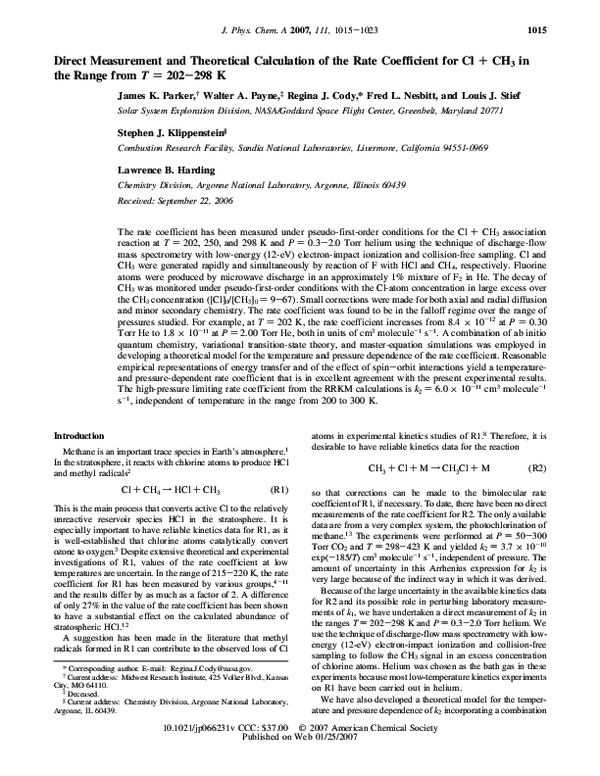 (PDF) Direct Measurement and Theoretical Calculation of the Rate ...